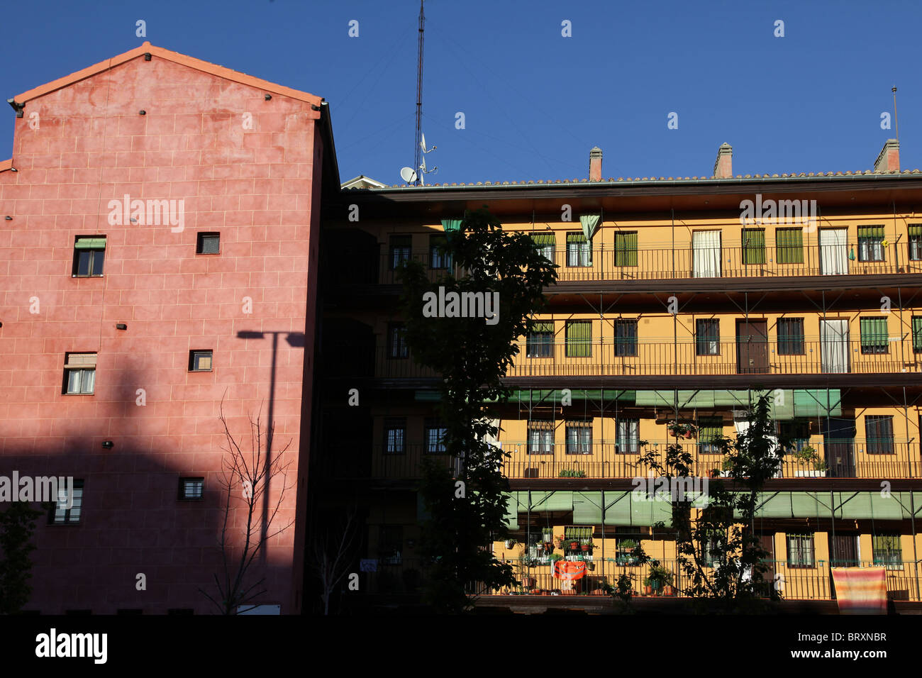 COLORFUL BUILDINGS, LAVAPIES NEIGHBORHOOD, MADRID, SPAIN Stock Photo ...