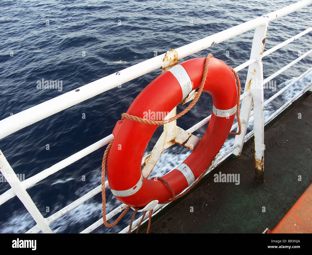rescue ring on the board Stock Photo - Alamy