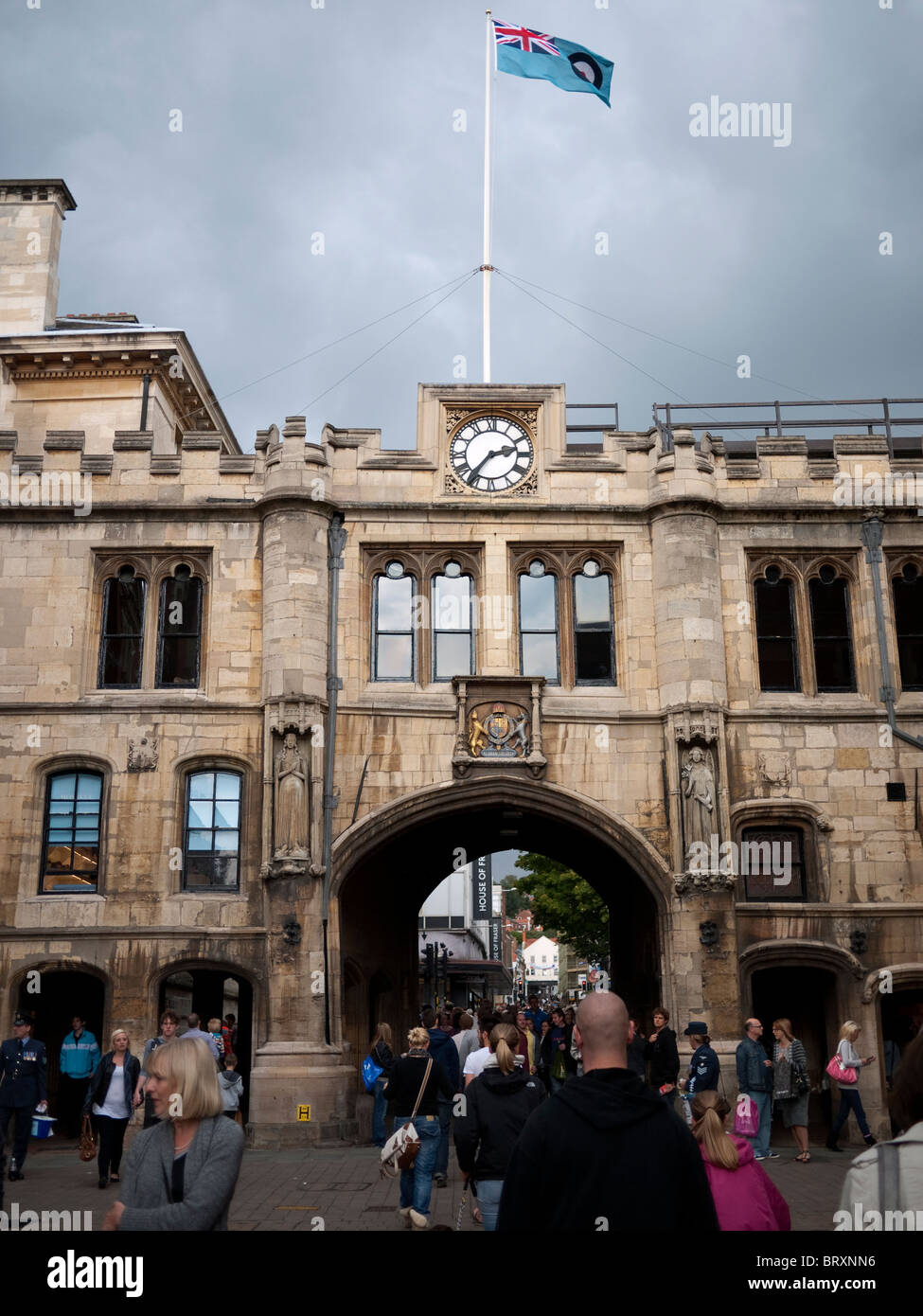 RAF flag flying above Guildhall, The Stonebow, Lincoln, UK September ...
