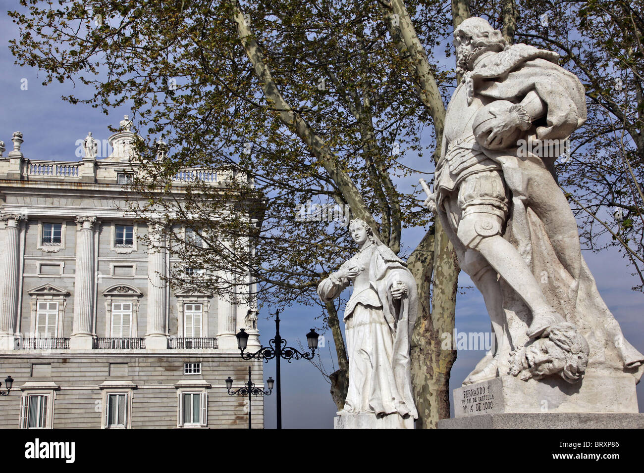 STATUES OF THE KINGS OF SPAIN IN FRONT OF THE ROYAL PALACE (PALACIO ...