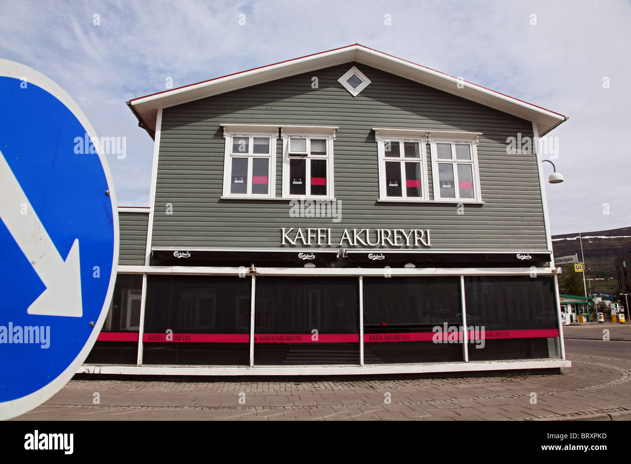 FACADE OF THE FAMOUS CAFE KAFFI AKUREYRI, CITY CENTER OF AKUREYRI ...
