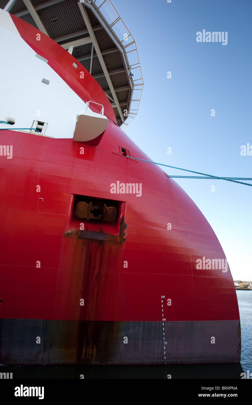 x-bow of deep water well intervention vessel "Sarah" alongside quay at ...