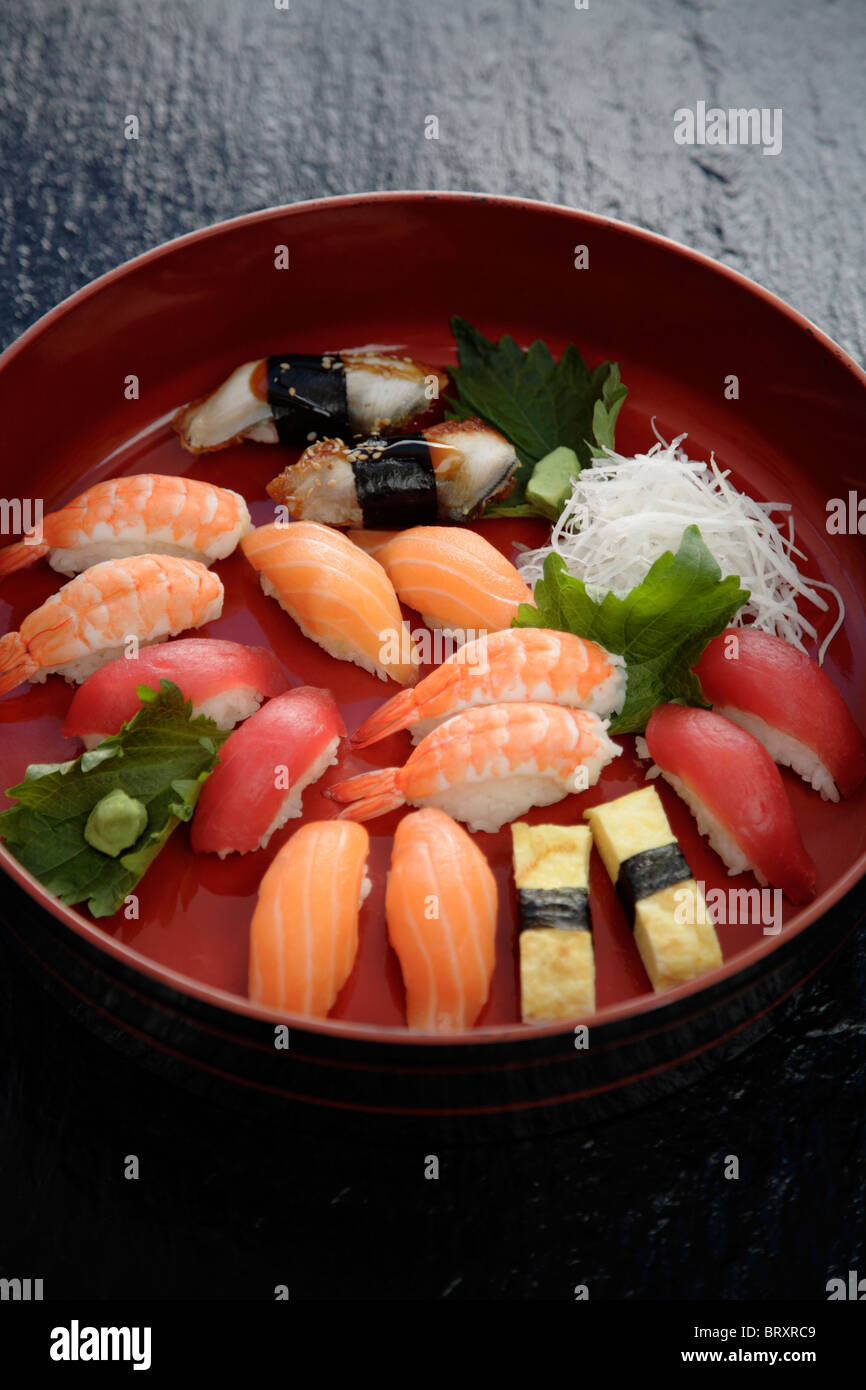 Nigiri sushi combination on platter Stock Photo - Alamy