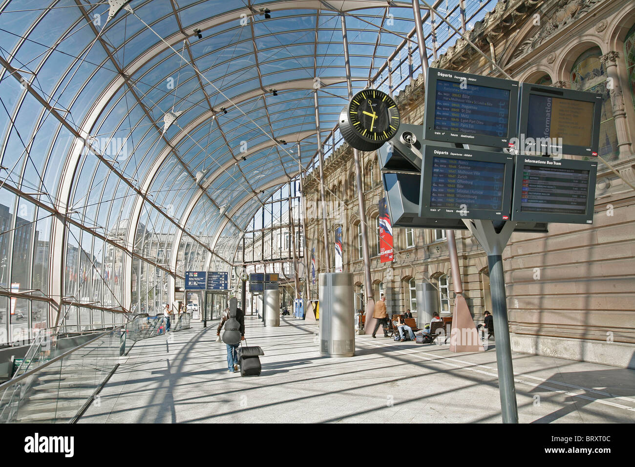 THE INNER SIDE OF THE GLASS WALL IN FRONT OF THE STRASBOURG TRAIN ...