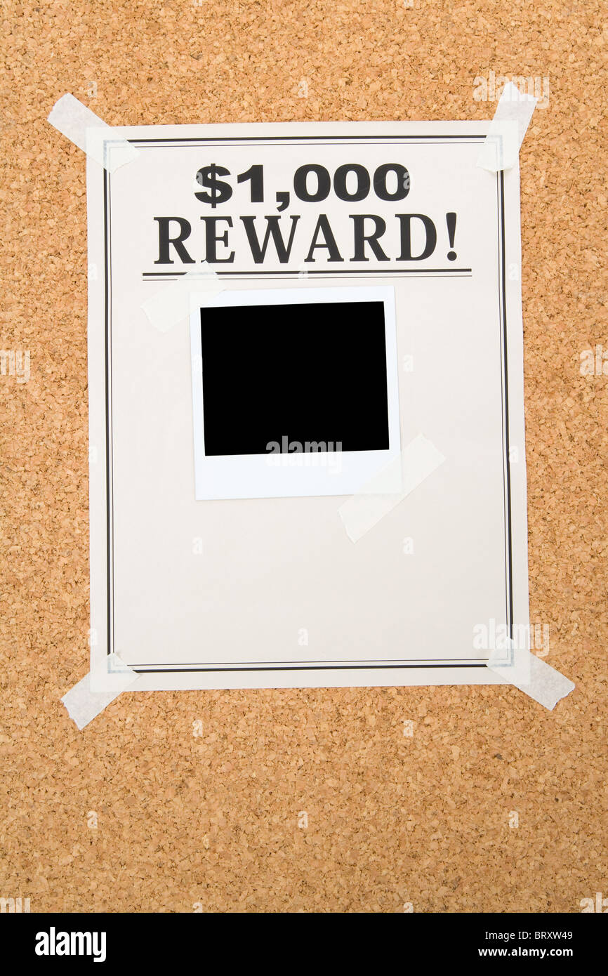 Reward poster close up shot Stock Photo - Alamy