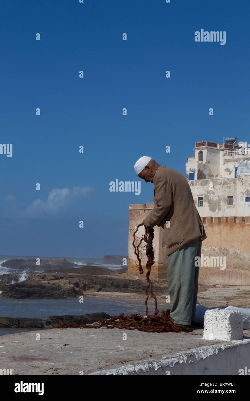 man sorting rope; Essaouira, Morocco, North africa Stock Photo - Alamy