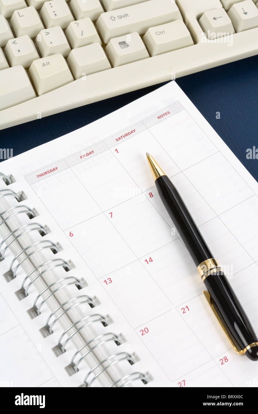 calendar and computer keyboard close up Stock Photo - Alamy