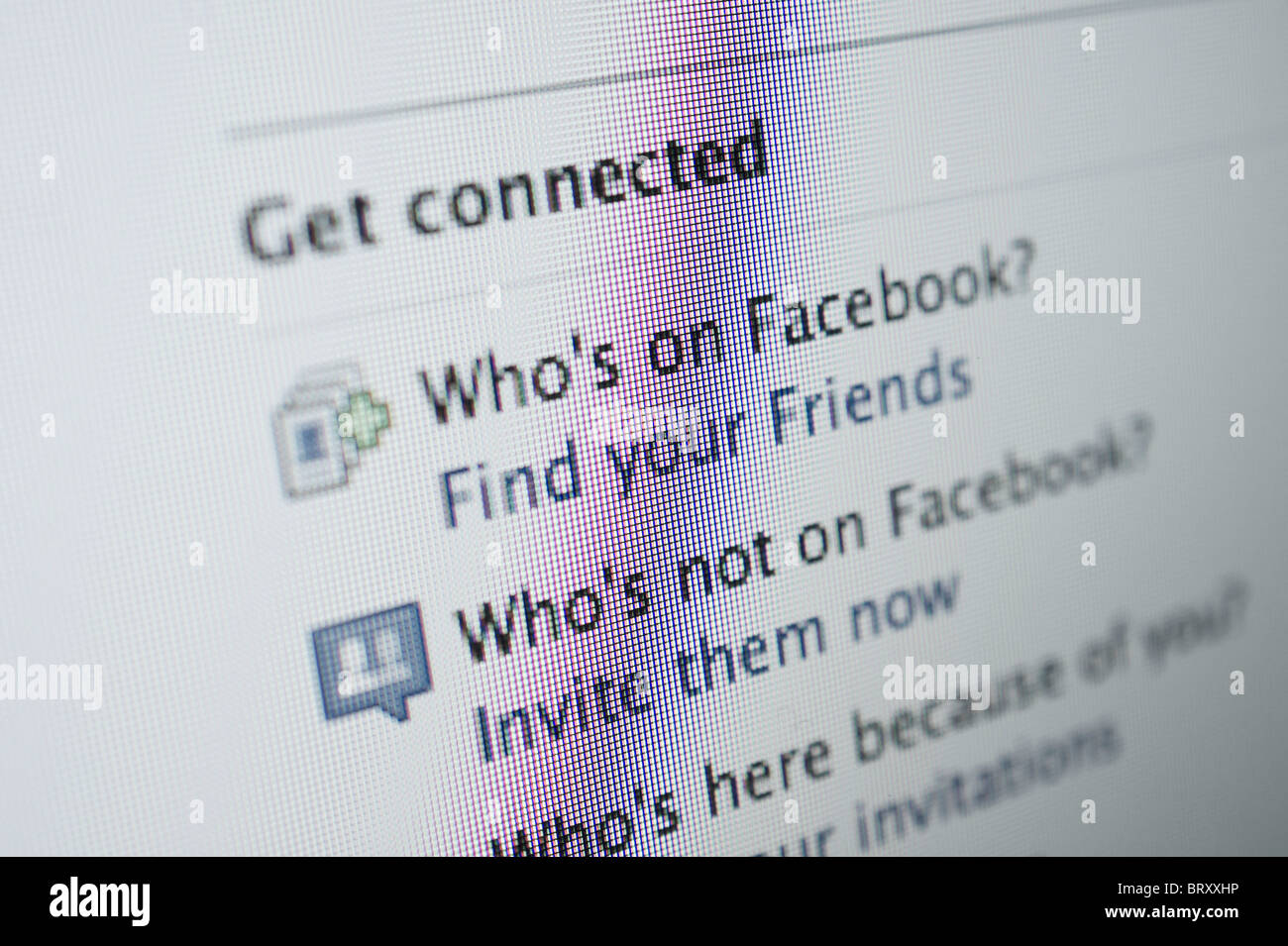 Computer screen closeup photograph - Facebook invitation to find new ...
