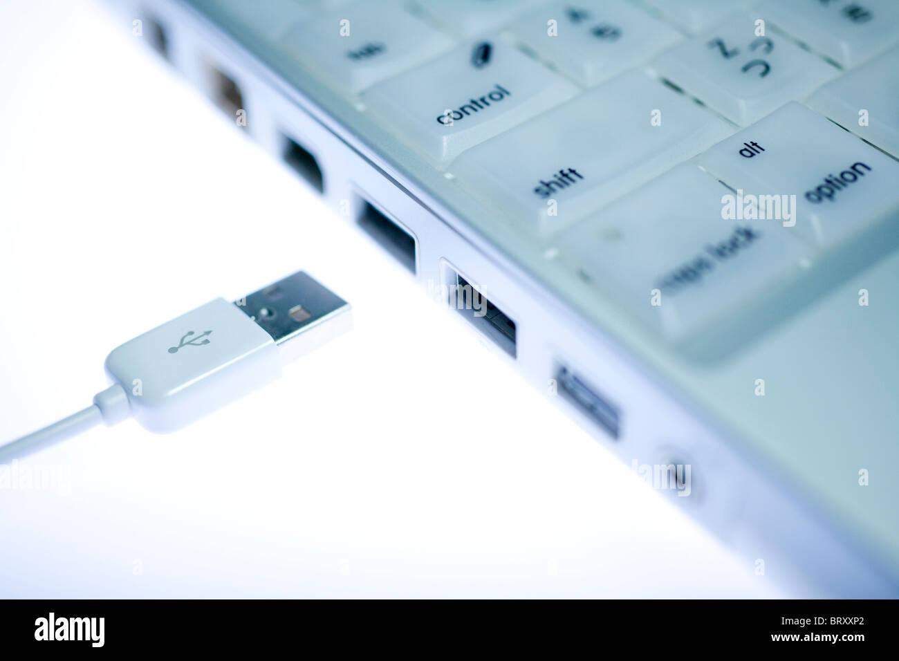 Laptop and USB connection Stock Photo - Alamy