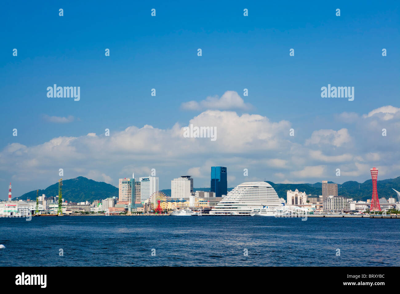 Kobe port from Kobe Island, Hyogo Prefecture, Honshu, Japan Stock Photo ...