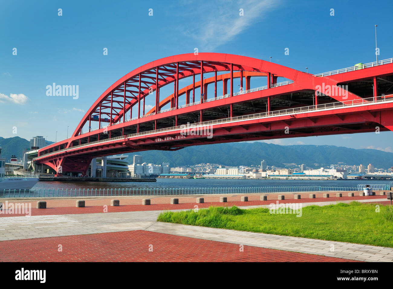 Kobe Ohashi Bridge and Kobe port, Hyogo Prefecture, Honshu, Japan Stock ...