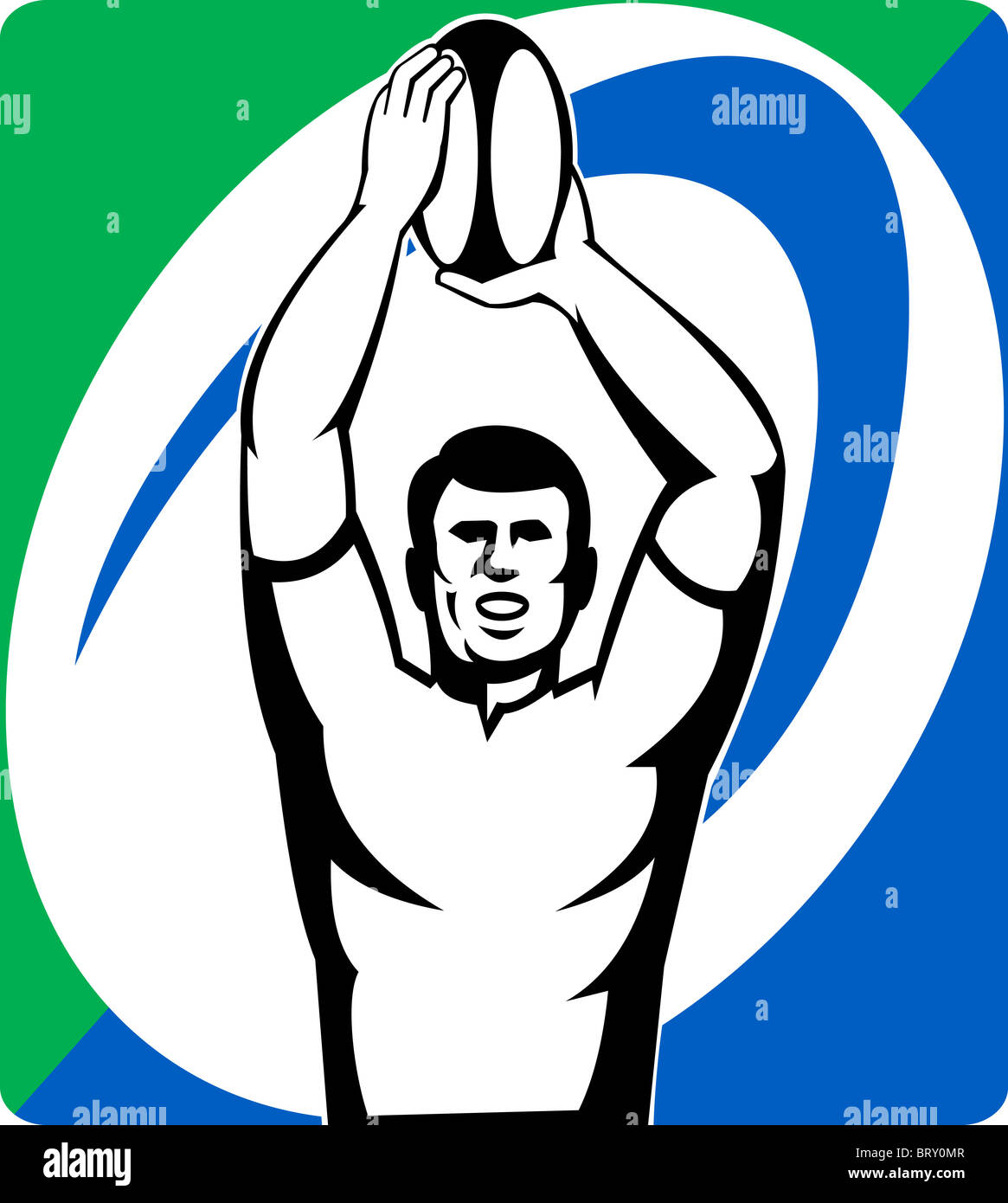 illustration of a Rugby player about to throw line-out ball with ball ...