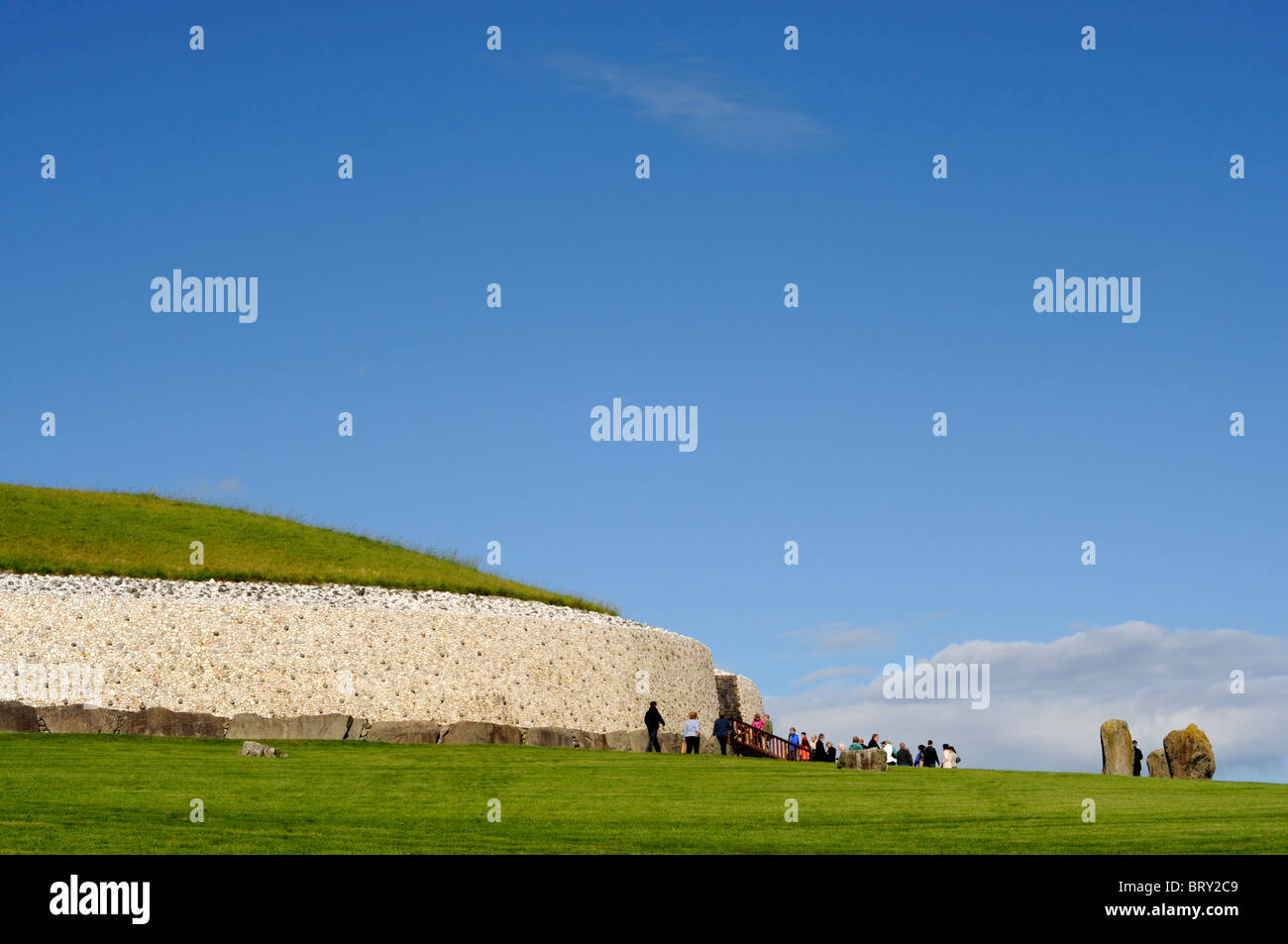 Newgrange megalithic passage tomb blue sky county meath ireland world ...
