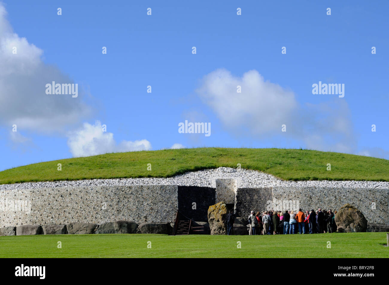 Newgrange megalithic passage tomb blue sky county meath ireland world ...