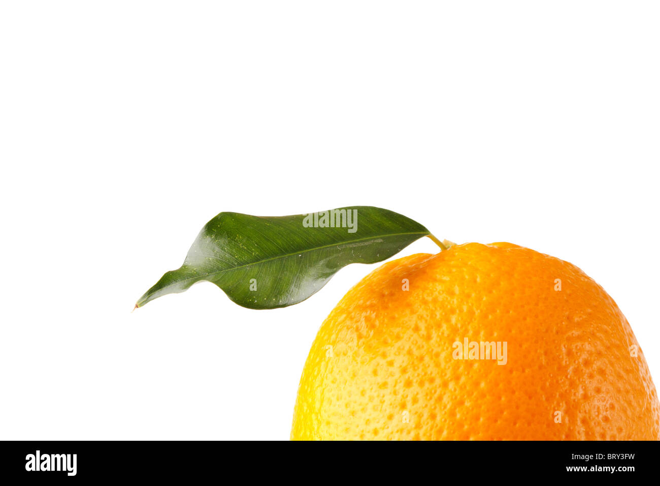 orange with leaf Stock Photo - Alamy