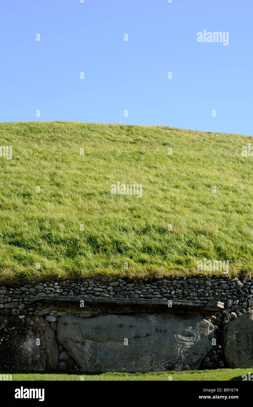 Newgrange megalithic passage tomb blue sky county meath ireland world ...