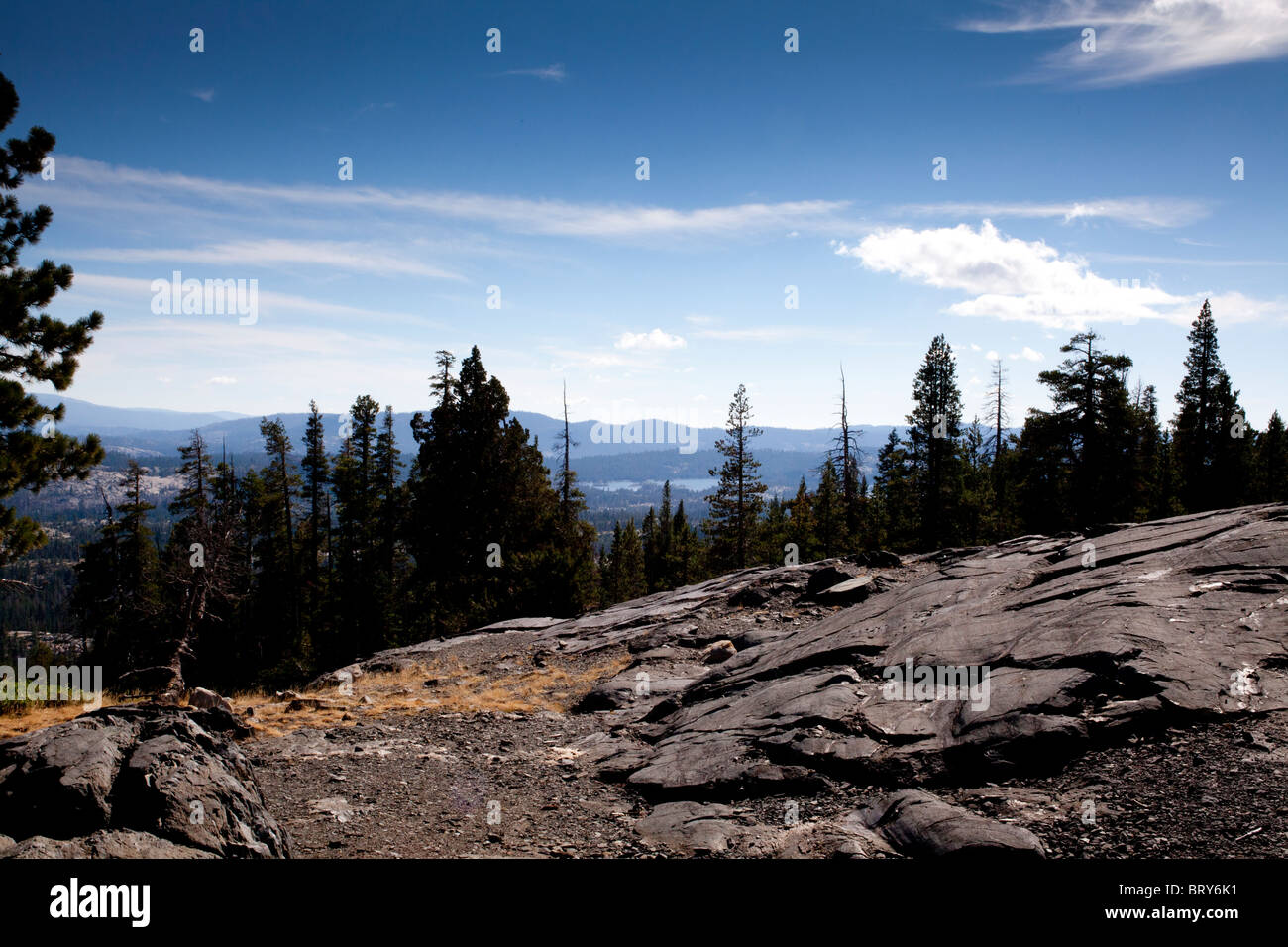 Glacially polished bedrock at the 7000 foot level in the Sierra Nevada ...