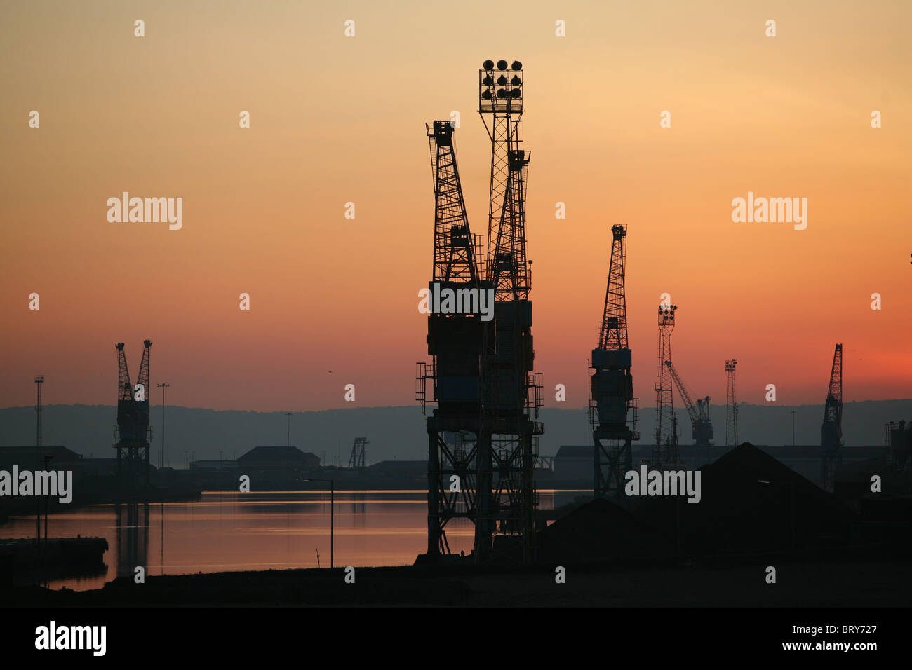 Sunset over Swansea Docks, Wales, UK Stock Photo - Alamy