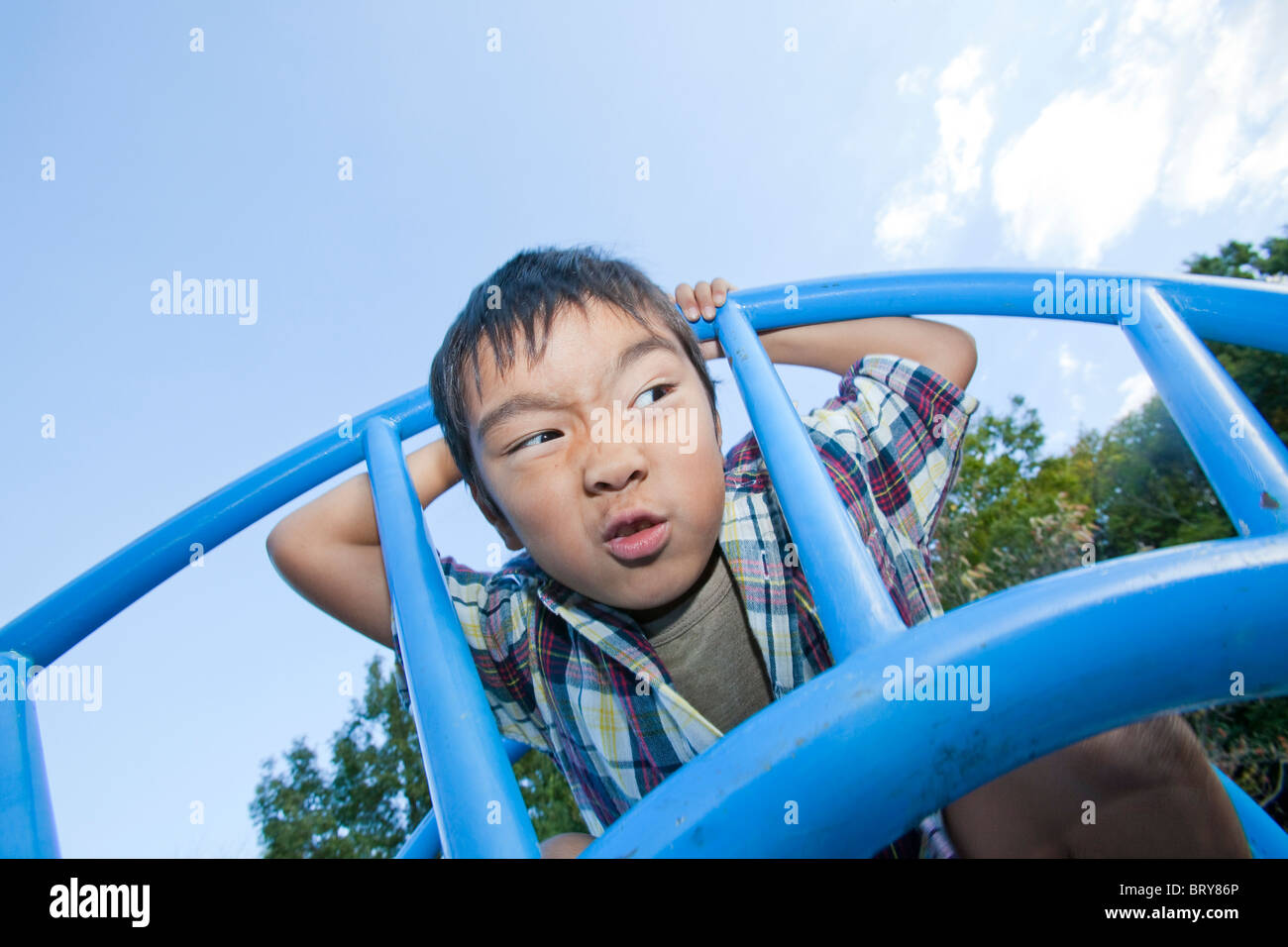 Close-up of a boy making a face, Japan Stock Photo - Alamy