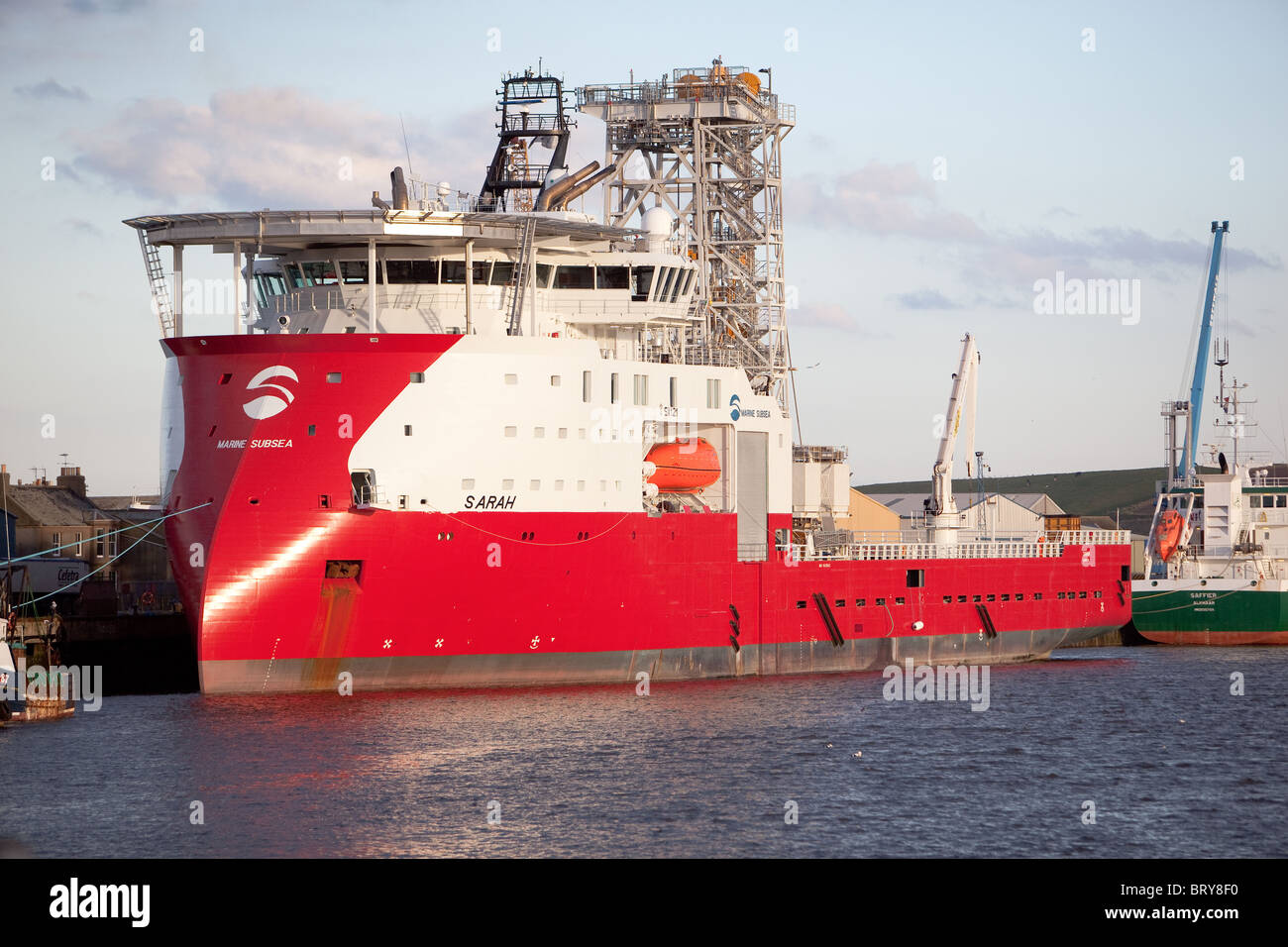 x-bow of deep water well intervention vessel "Sarah" alongside quay at ...