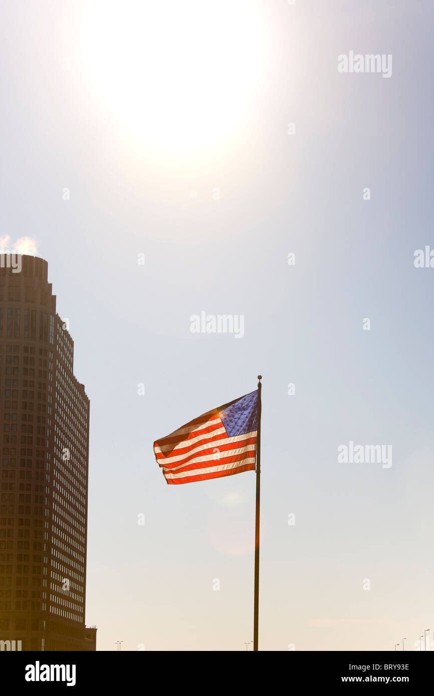 American flag on a pole Chicago Illinois USA Stock Photo - Alamy