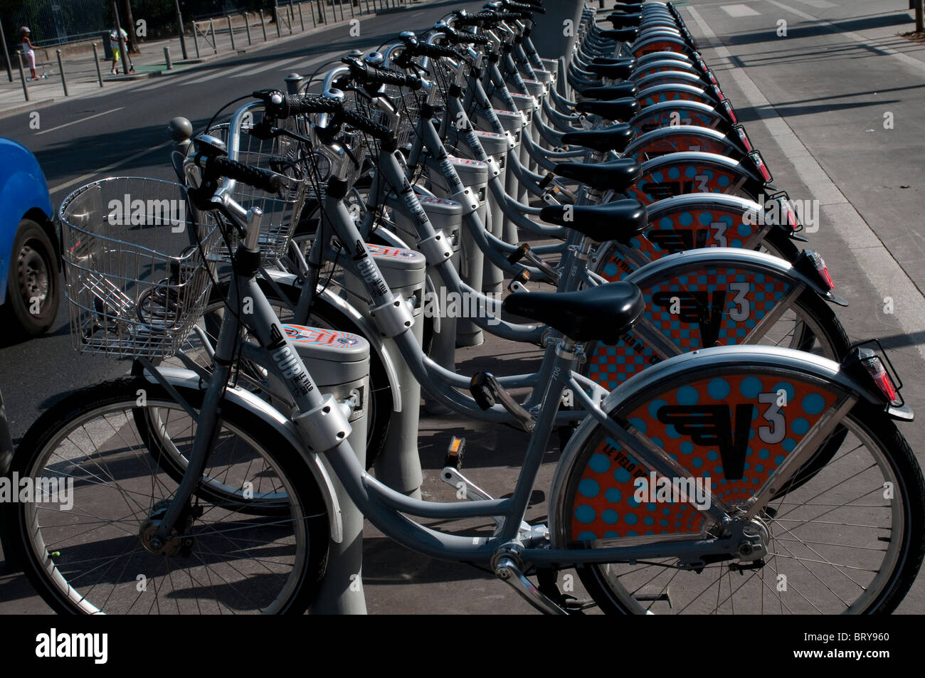 Bicycles for rent, Bordeaux, France Stock Photo - Alamy