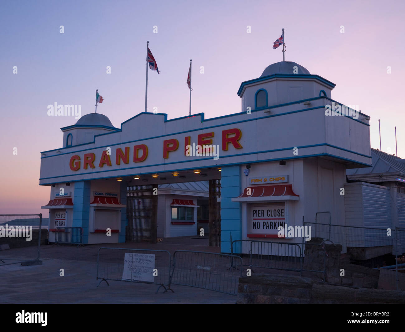 The entrance to the rebuilt Grand Pier at Weston-super-Mare undergoing ...