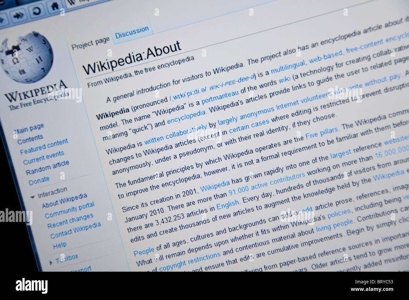 Wikipedia website screenshot Stock Photo - Alamy