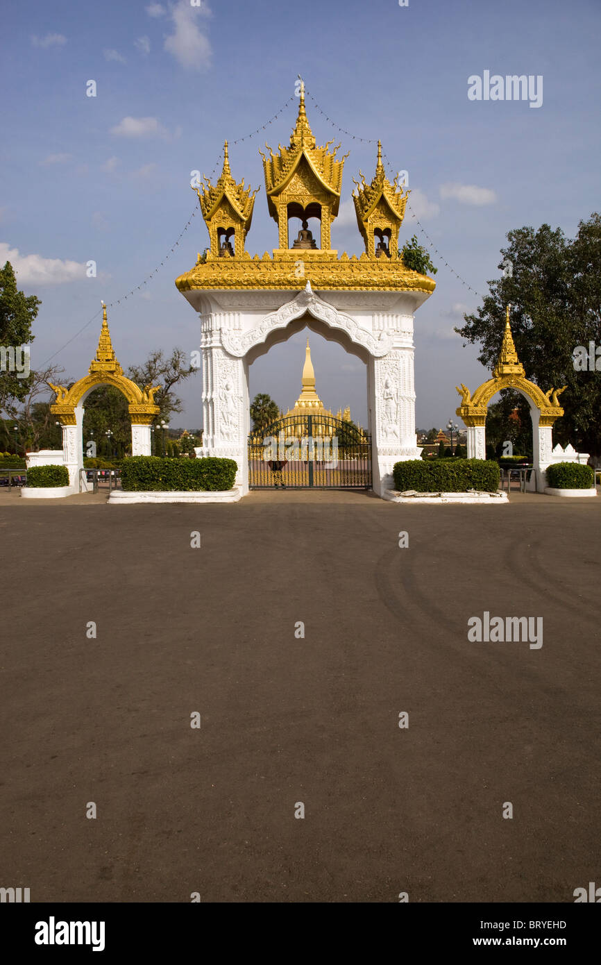 Entrance gate at Pha That Luang Vientiane Laos Stock Photo - Alamy