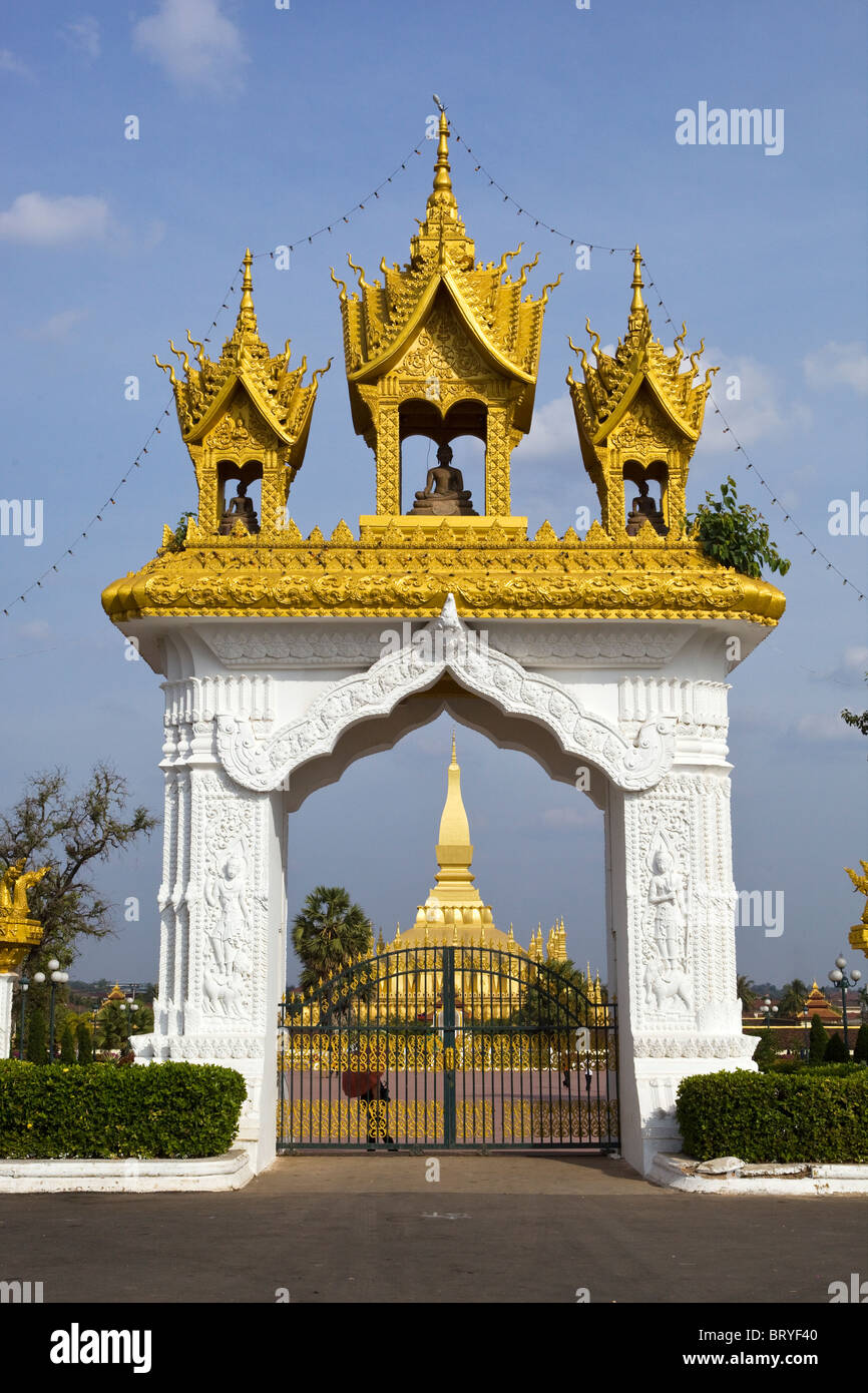 Entrance gate at Pha That Luang Vientiane Laos Stock Photo - Alamy
