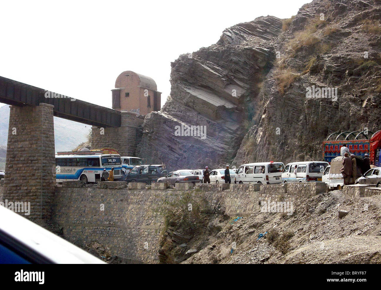 View of traffic jam at road near Landi Kotal Bazaar that leads towards ...