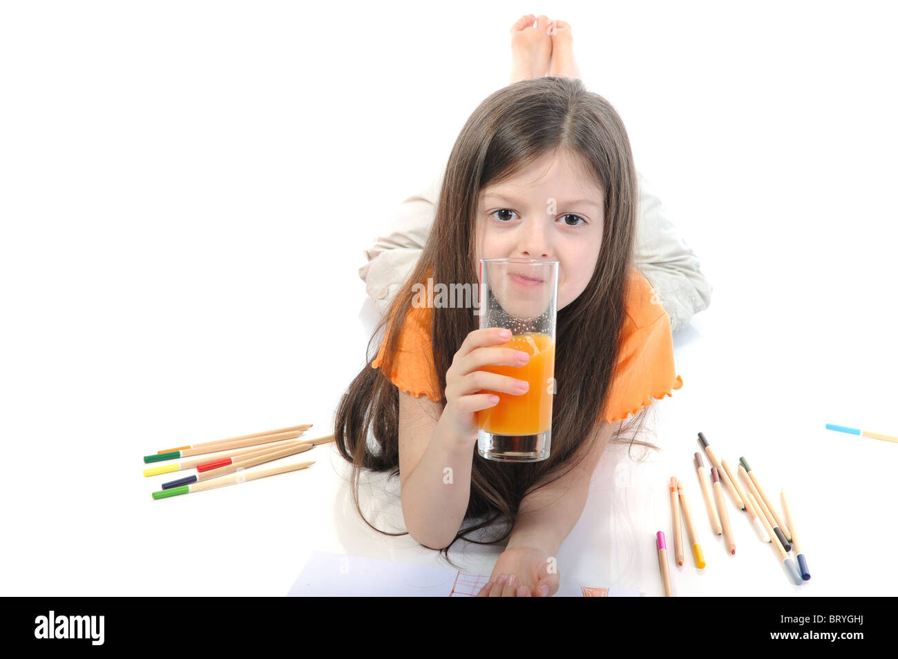Girl with orange Stock Photo - Alamy