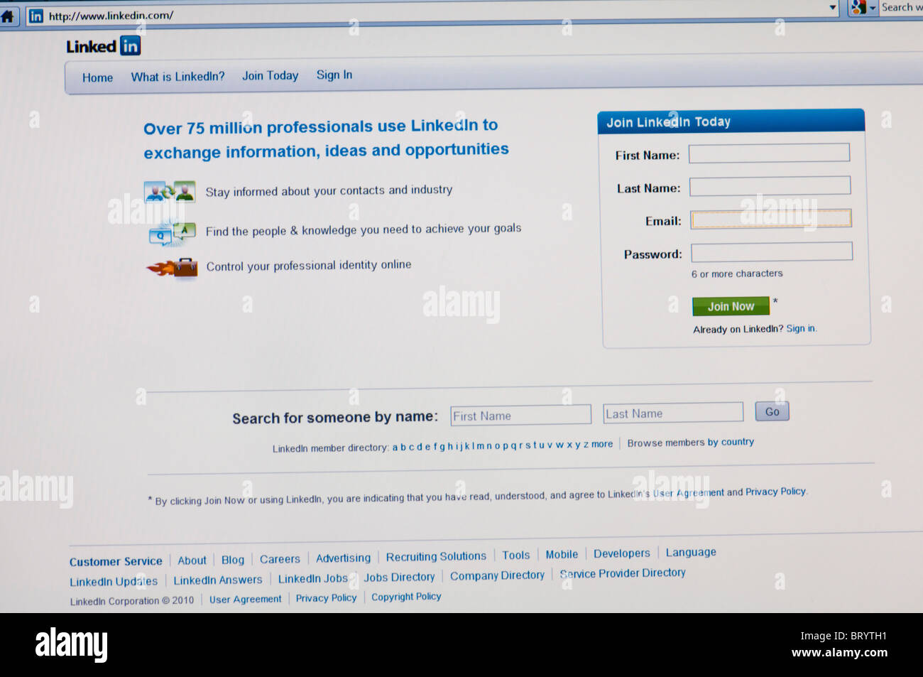 Linkedin website screenshot Stock Photo - Alamy