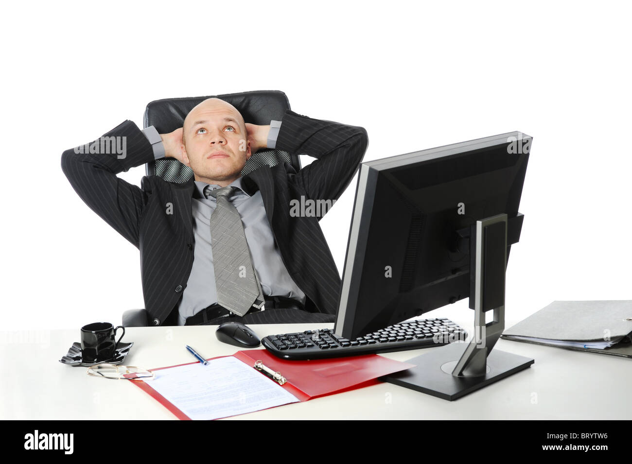 Businessman glasses working computer Cut Out Stock Images & Pictures ...