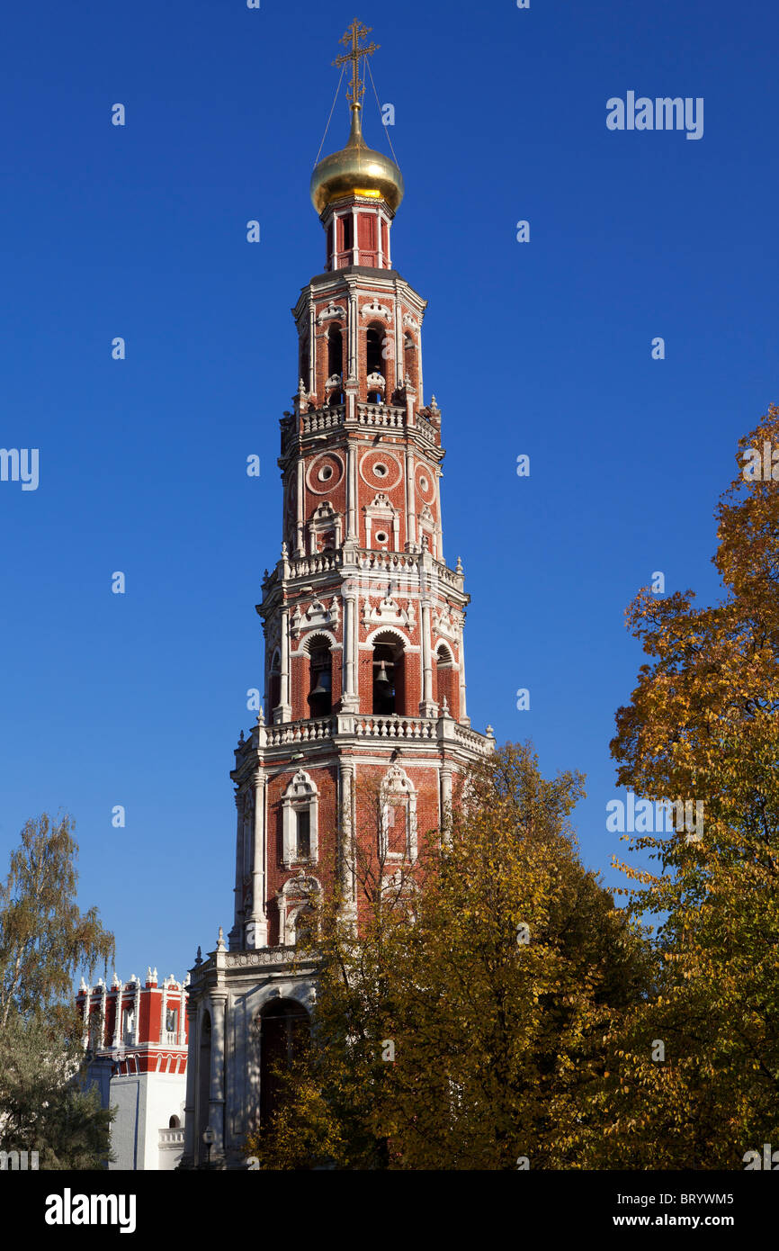 The 17th century bell-tower of the Novodevichy Convent in Moscow ...