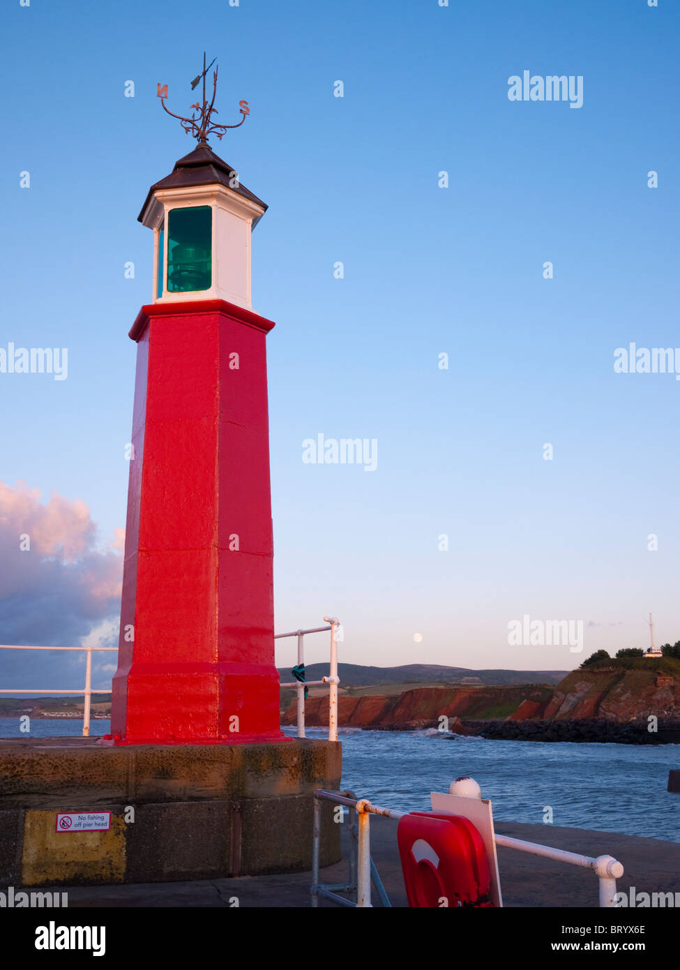 Watchet Harbour Marina lighthouse, Somerset, England Stock Photo - Alamy