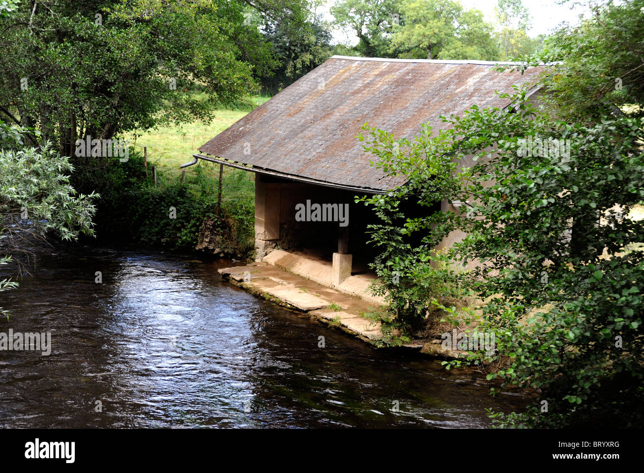 Wash house on Yonne river at Corbigny,Morvan national park,Nievre ...