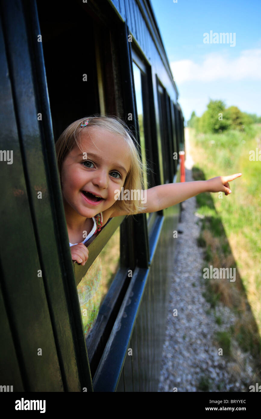 LITTLE GIRL IN A STEAM TRAIN, SOMME (80), PICARDY, FRANCE Stock Photo ...