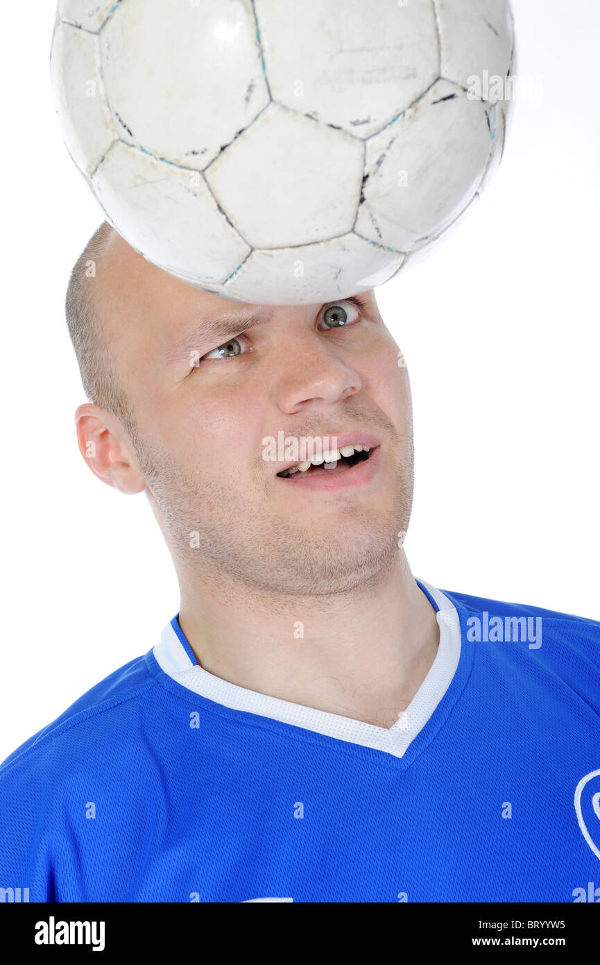 Healthy Boy Kicking Football Image High Resolution Stock Photography ...