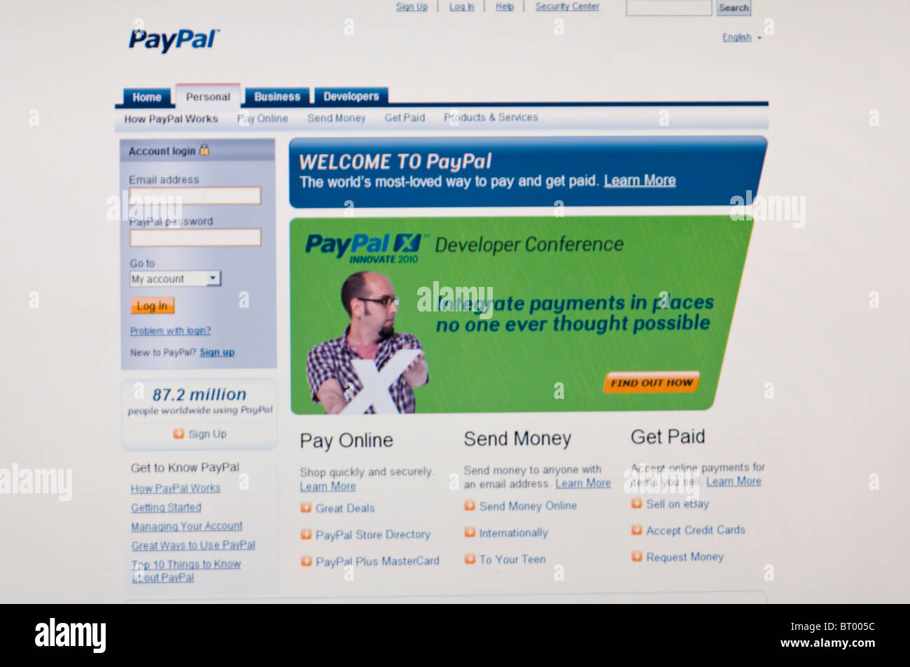 PayPal website screenshot Stock Photo - Alamy