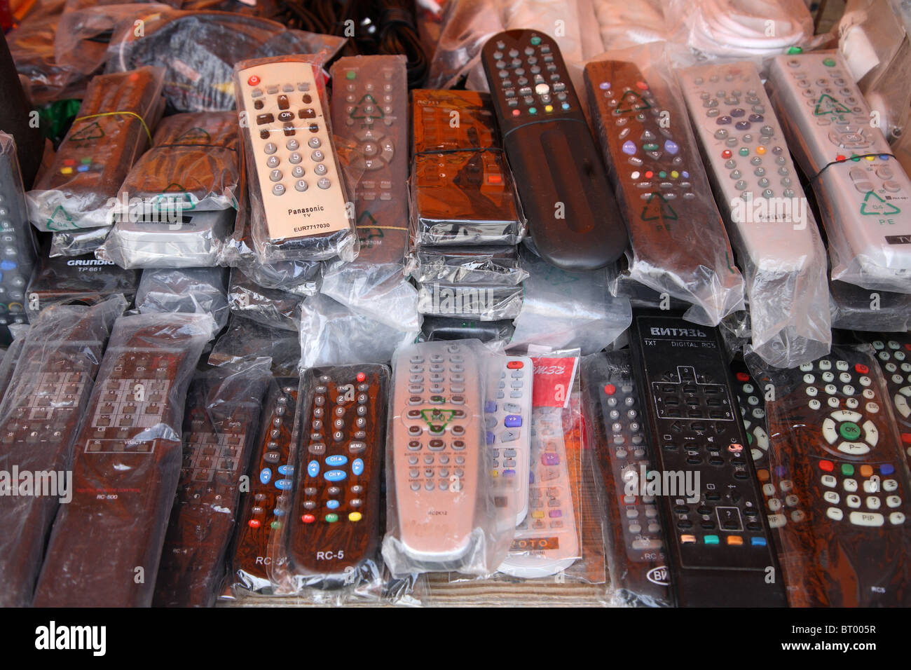 Remote controls on a market stall Stock Photo - Alamy