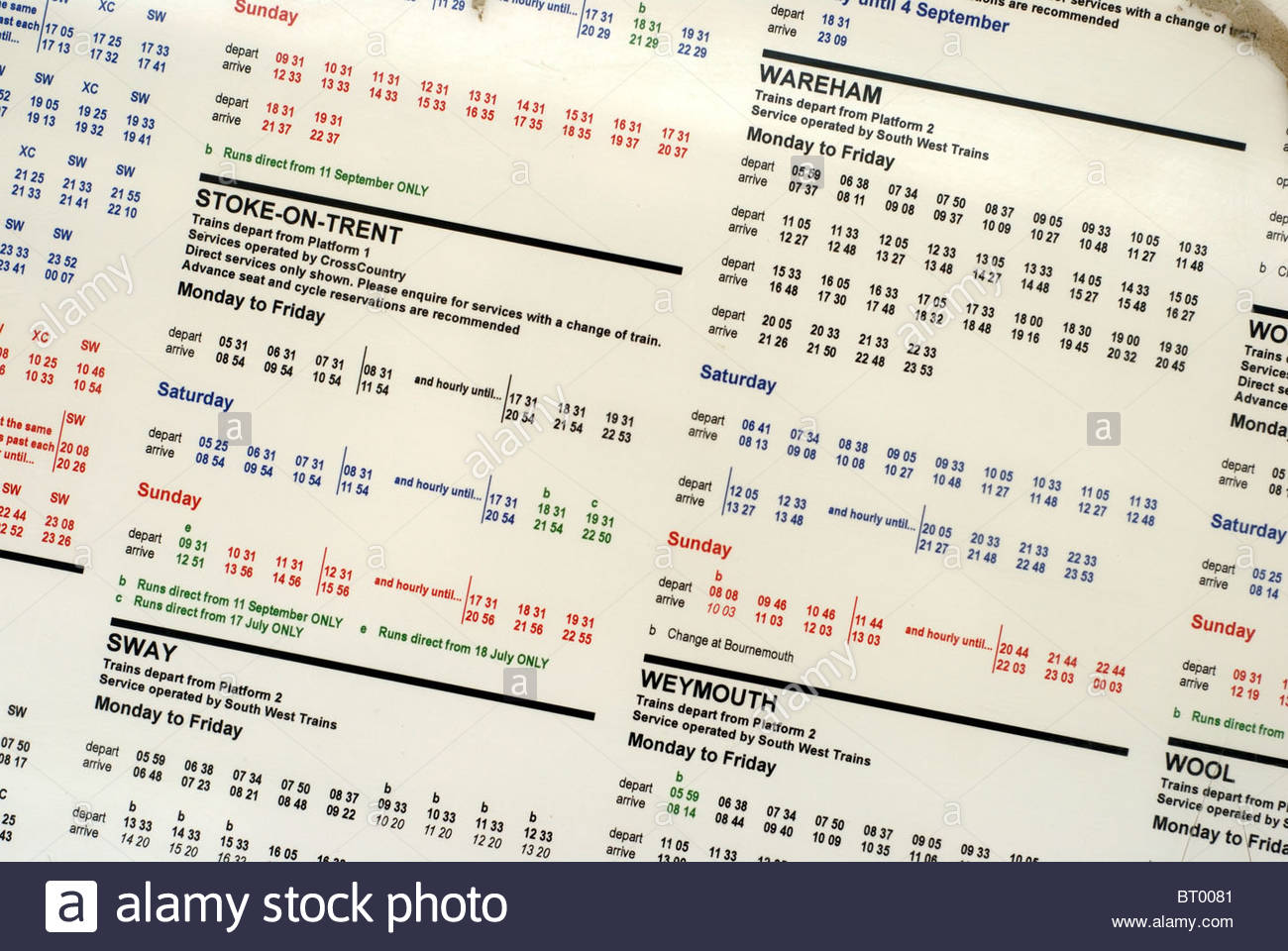 Timetable Stock Photos & Timetable Stock Images - Alamy