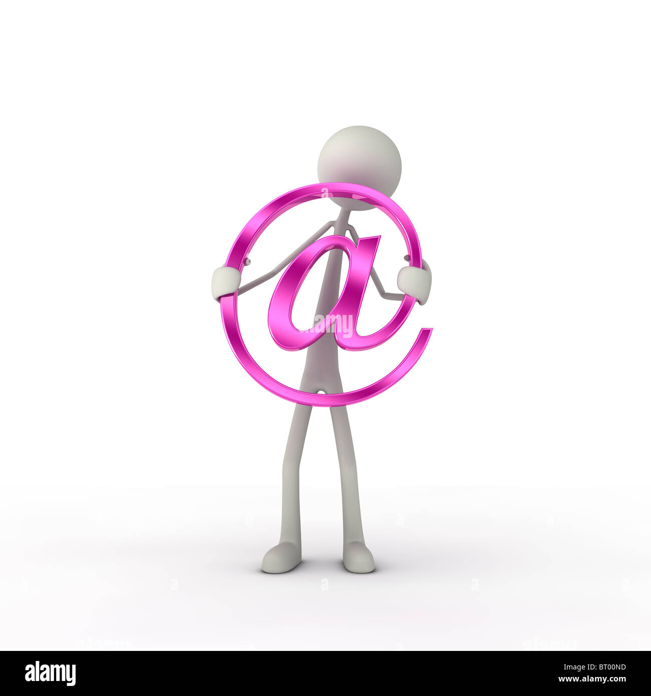 Figure holding at-sign pink Stock Photo - Alamy
