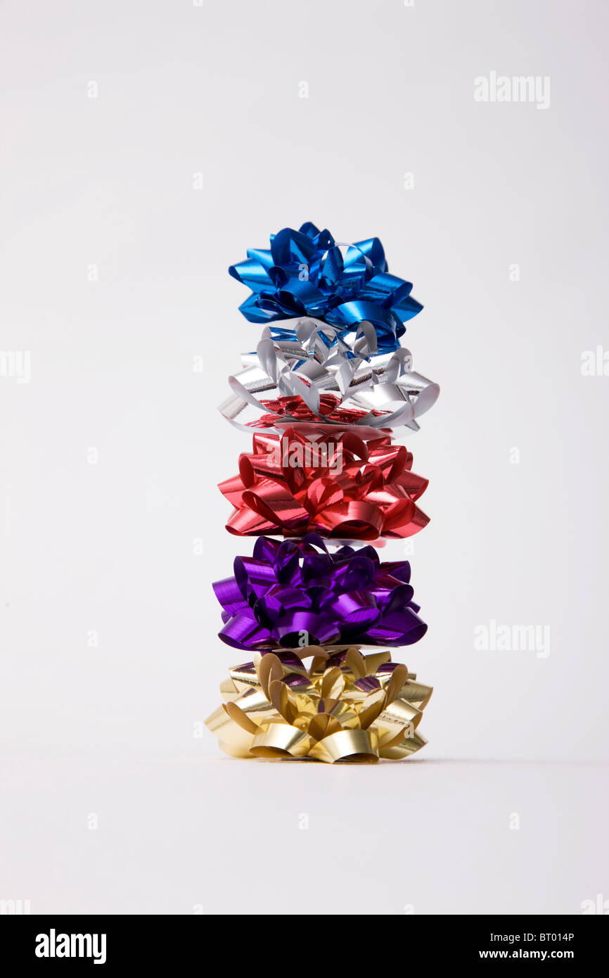 Stack of Christmas bows Stock Photo - Alamy