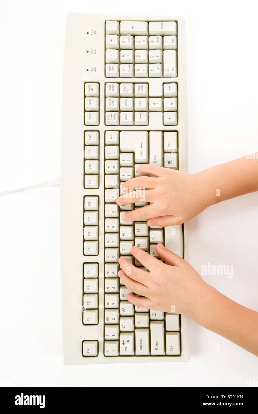 Child hand and Computer Keyboard Stock Photo - Alamy