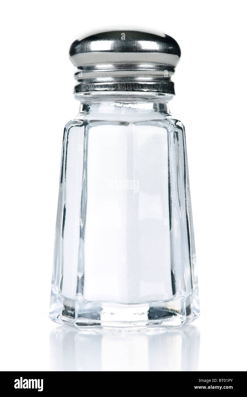 Glass salt shaker isolated on white background Stock Photo - Alamy