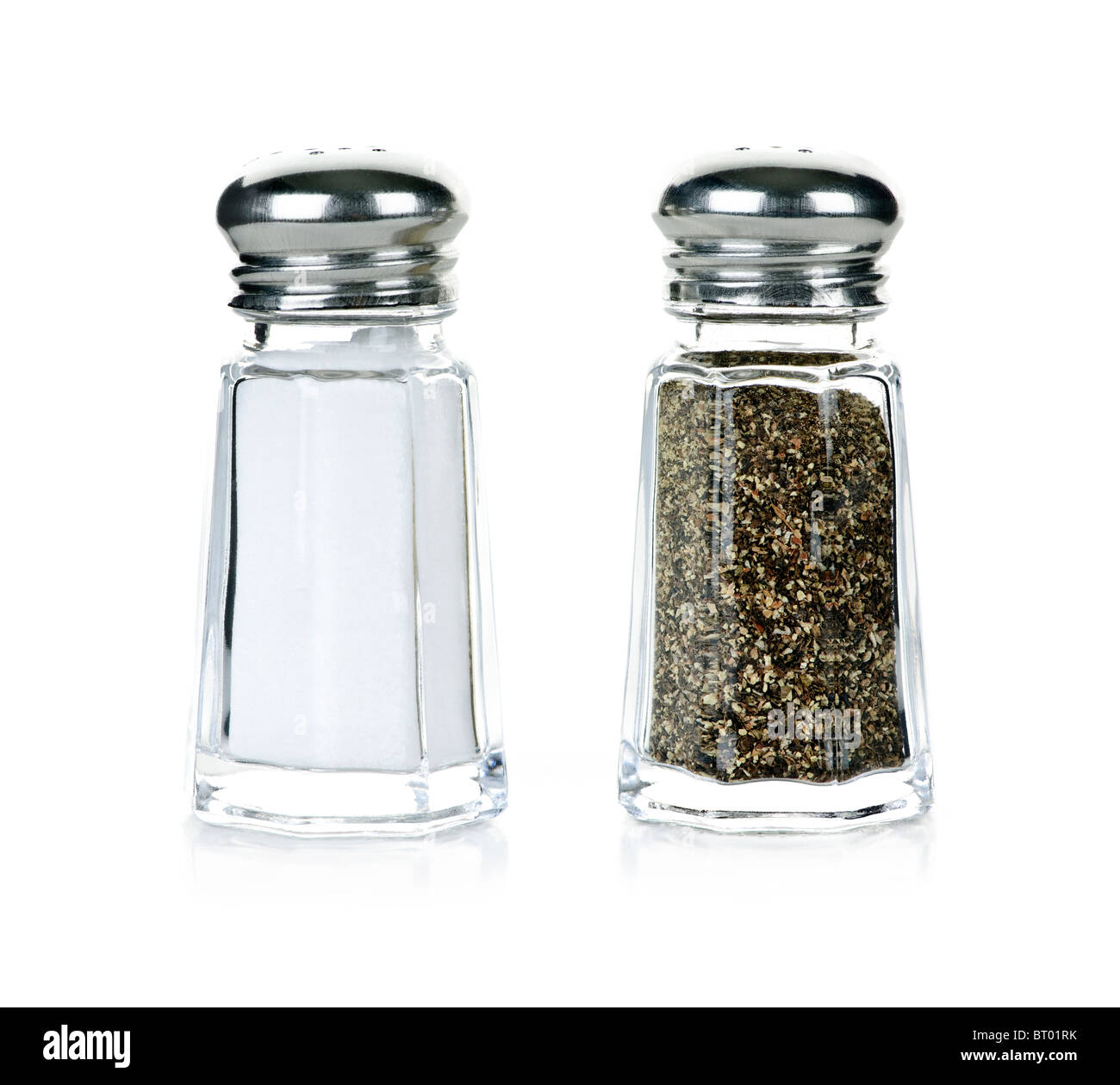 Glass salt and pepper shakers isolated on white background Stock Photo ...
