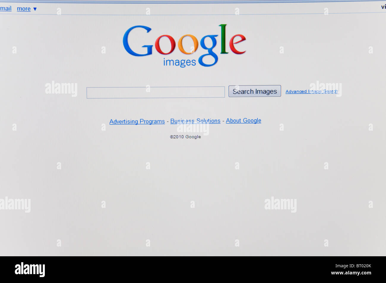 Google website screenshot Stock Photo - Alamy