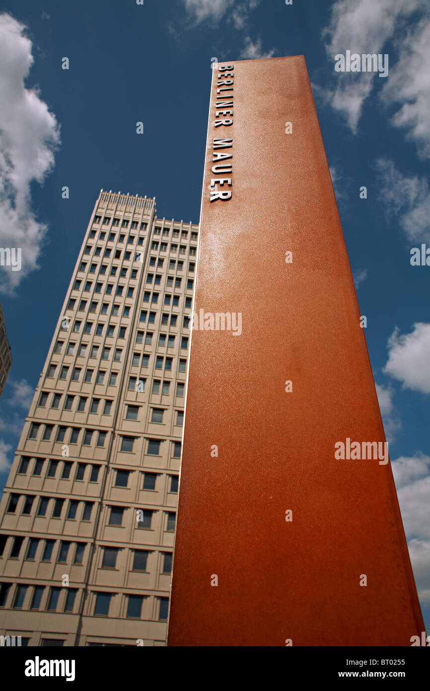 Berlin Wall information panel on Potsdam Square, Berlin, Germany Stock ...