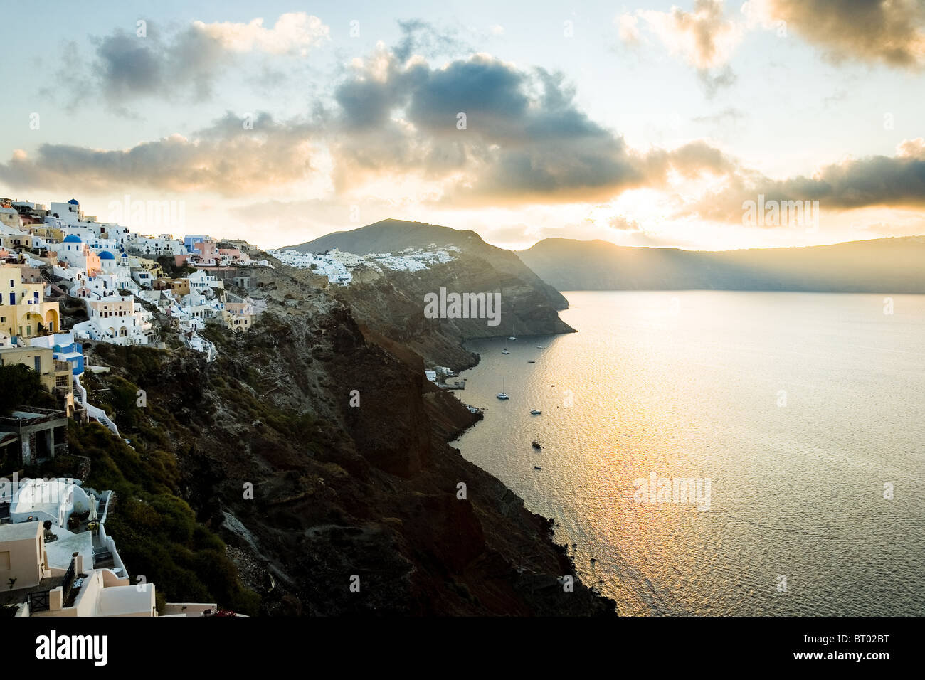 Santorini rooftops sunset hi-res stock photography and images - Alamy
